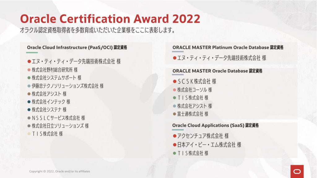 コーソル、11年連続で「Oracle Certification Award」を受賞 ～『ORACLE MASTER Oracle ...