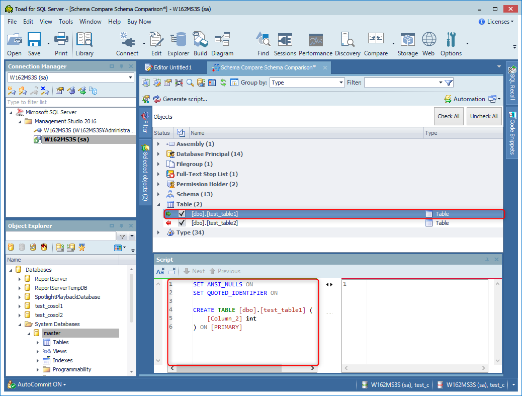 【SQL Server版】DB移行作業効率化！Toadを使った移行元DB・移行先DBのオブジェクト比較 | 技術情報 | 株式会社コーソル